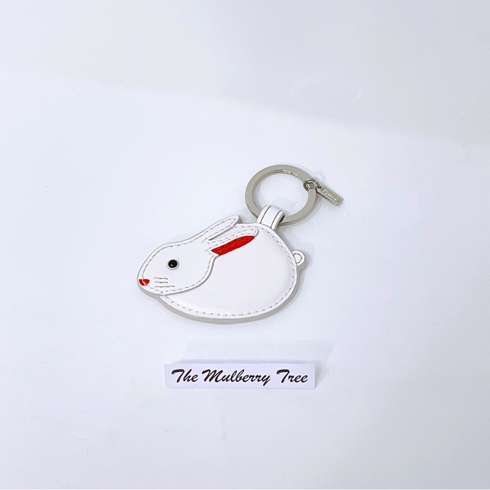 Coach Leather Rabbit Key Chain Fob Bunny White Nwb - Gem